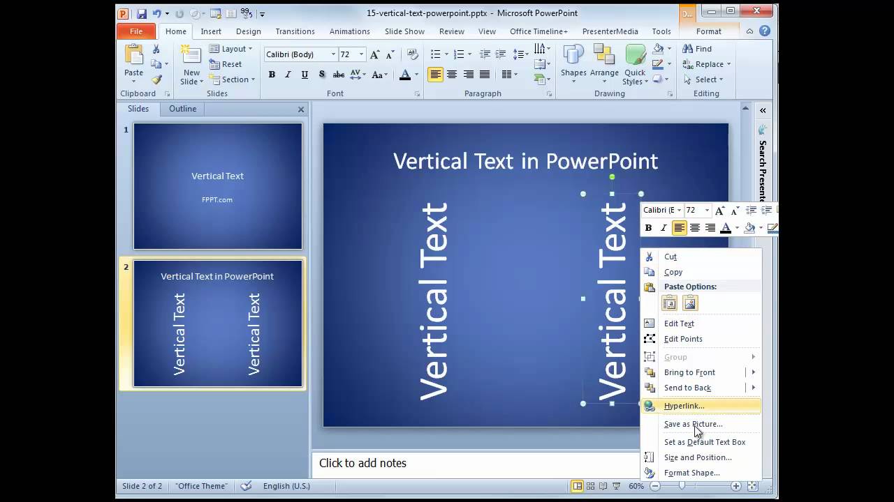 Vertical Text In PowerPoint 2010 YouTube