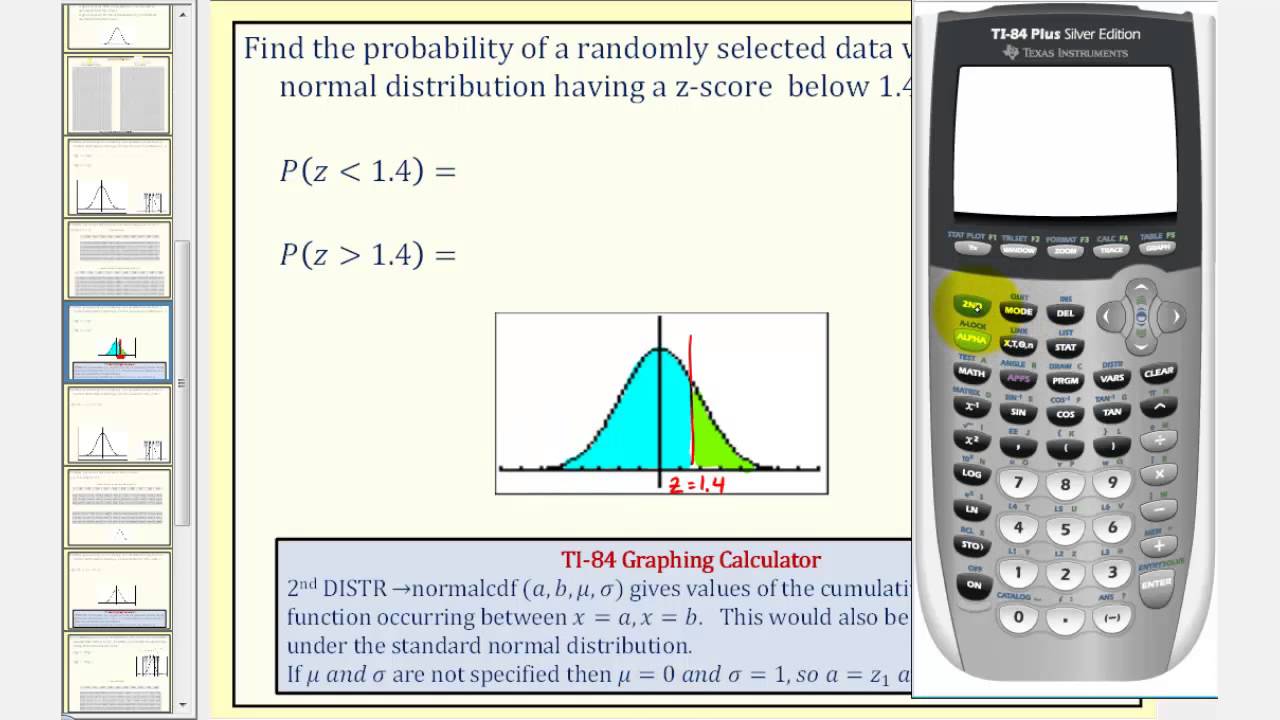 Normal Distribution Find Probability Using With Z scores Using The 