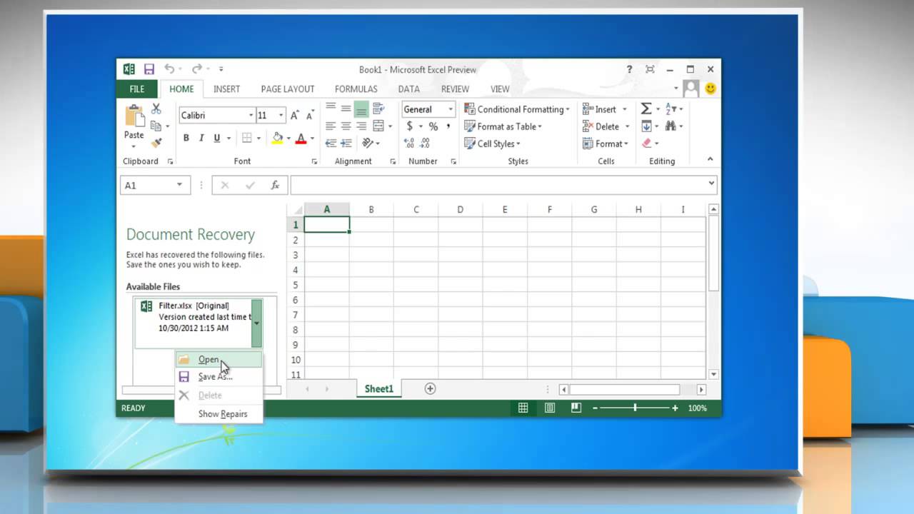 How To Use The Document Recovery Task Pane To Recover The Files In