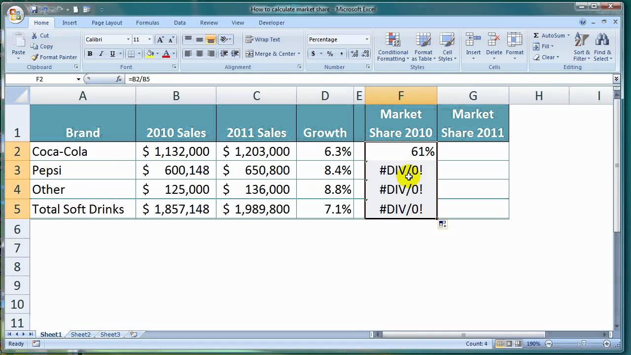 How To Calculate Market Share In Excel YouTube