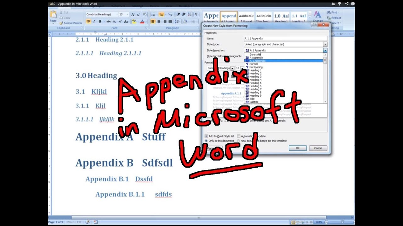 Automated Appendix In Microsoft Word YouTube