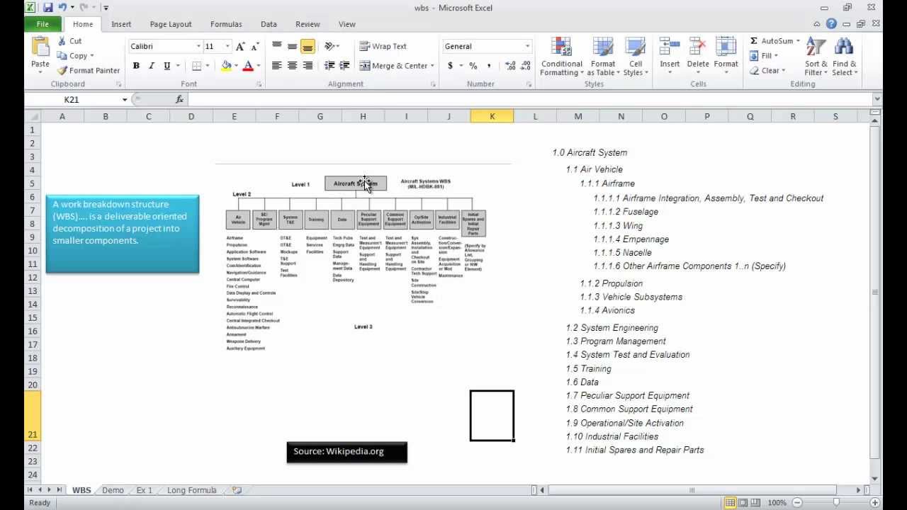 Create A Work Breakdown Structure WBS In Excel YouTube