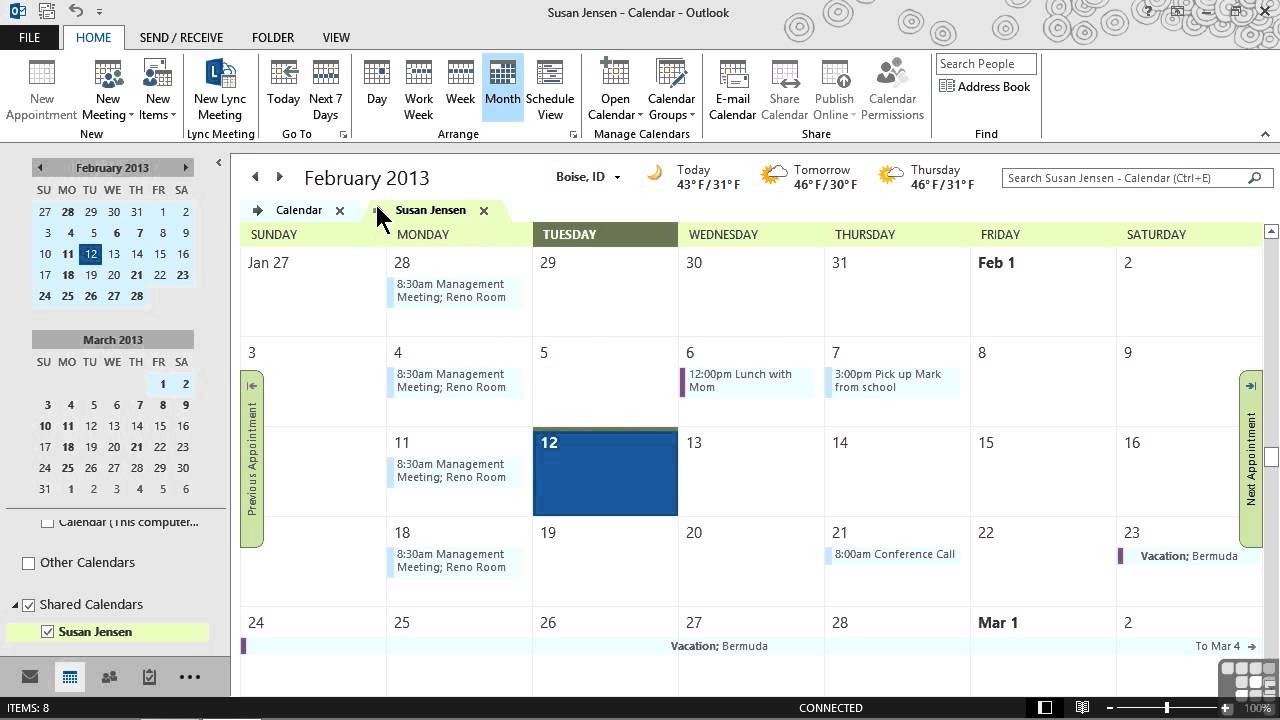 Microsoft Outlook 2013 Tutorial Sharing Calendars And Outlook Items 