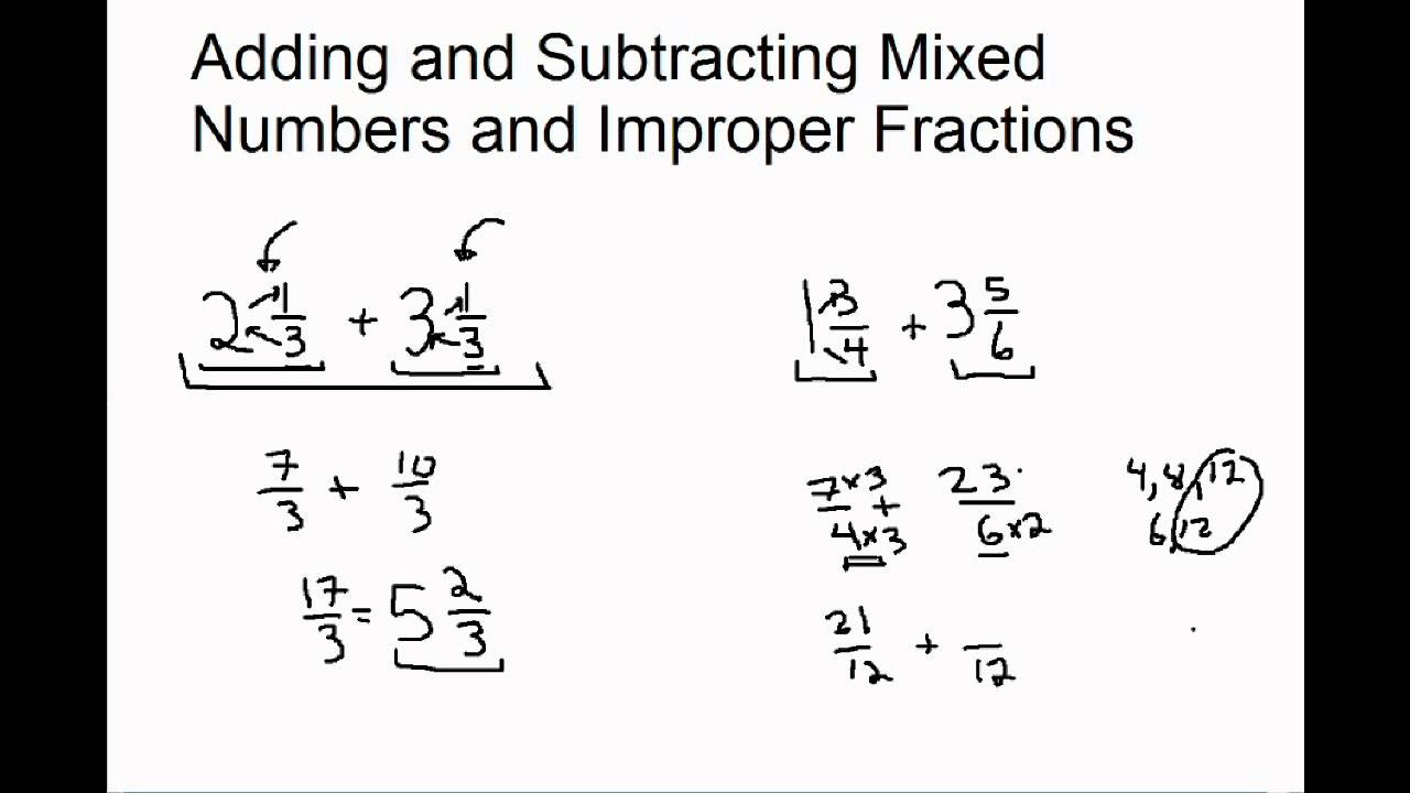 Adding Subtracting Fractions Worksheets