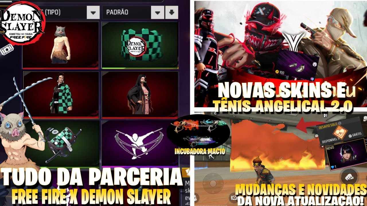 TUDO DA PARCERIA DEMON SLAYER X FREE FIRE! NOVA ATUALIZAÇÃO, NOVAS ...