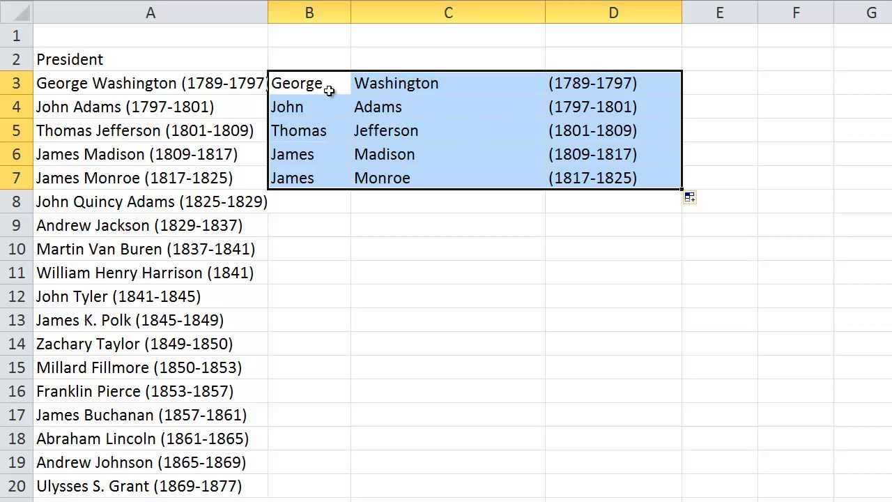 Pull First Middle And Last Names From One Cell Into Separate Cells In 