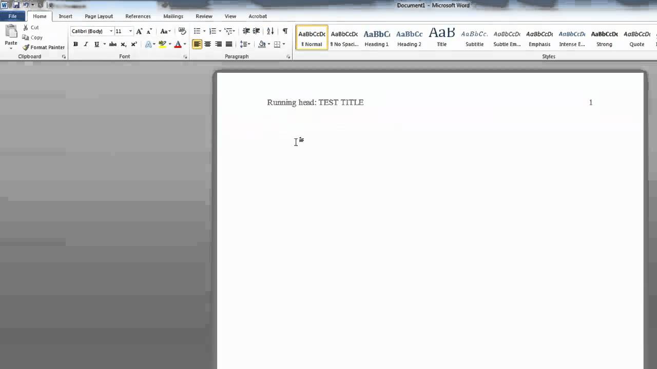 Running Head Apa Format