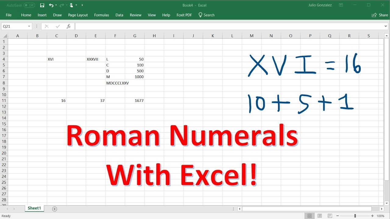 Roman Numerals Using Excel The PCN Channel