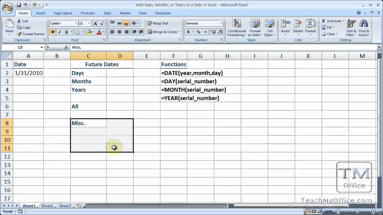 Add Days Months Or Years To A Date In Excel YouTube