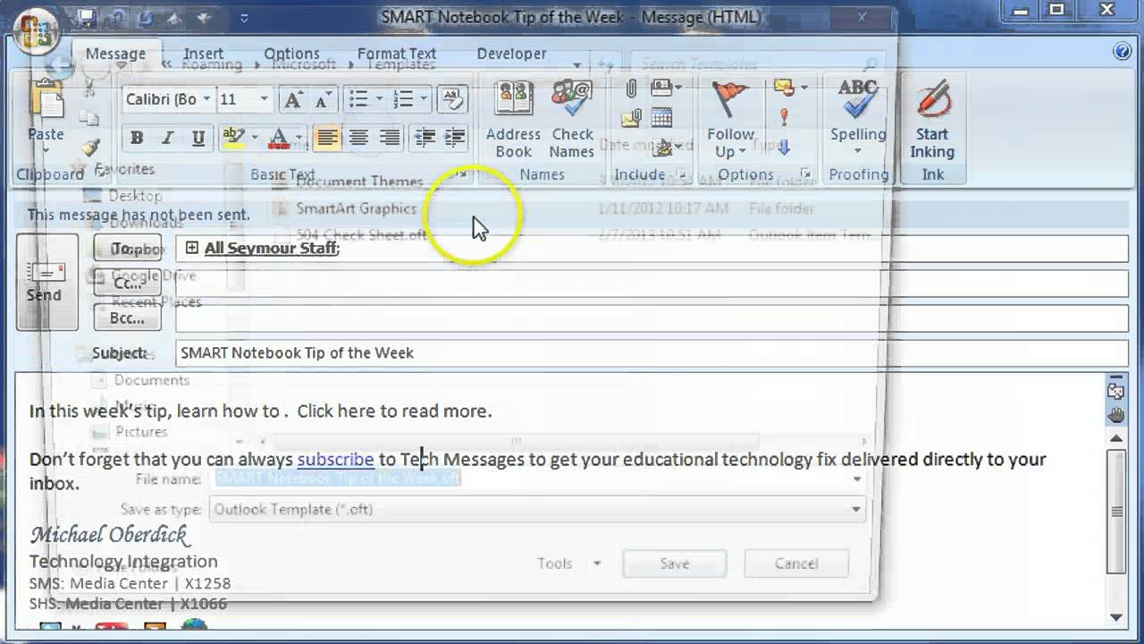 Creating An E Mail Message Template In Outlook YouTube