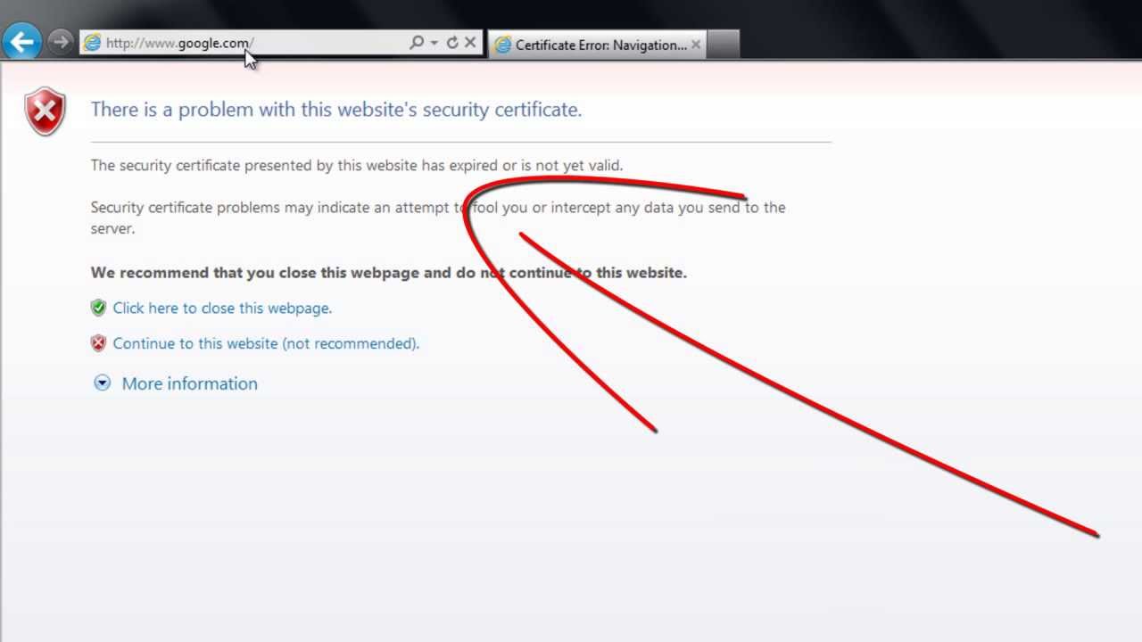 How To Remove Security Certificate Error On Internet Explorer YouTube