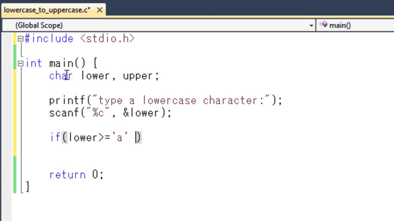 How To Convert Character From Lowercase To Uppercase In C Programming