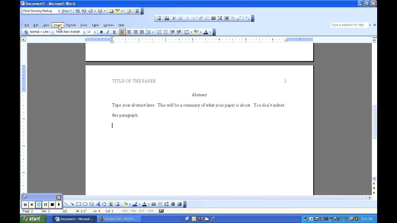 How To Make A Template For APA Format In Word 2003 YouTube