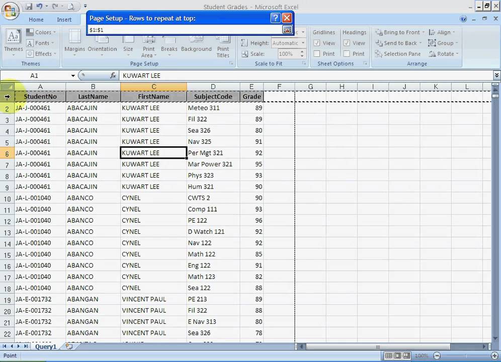 Repeat Header Rows In Excel 2007 avi YouTube