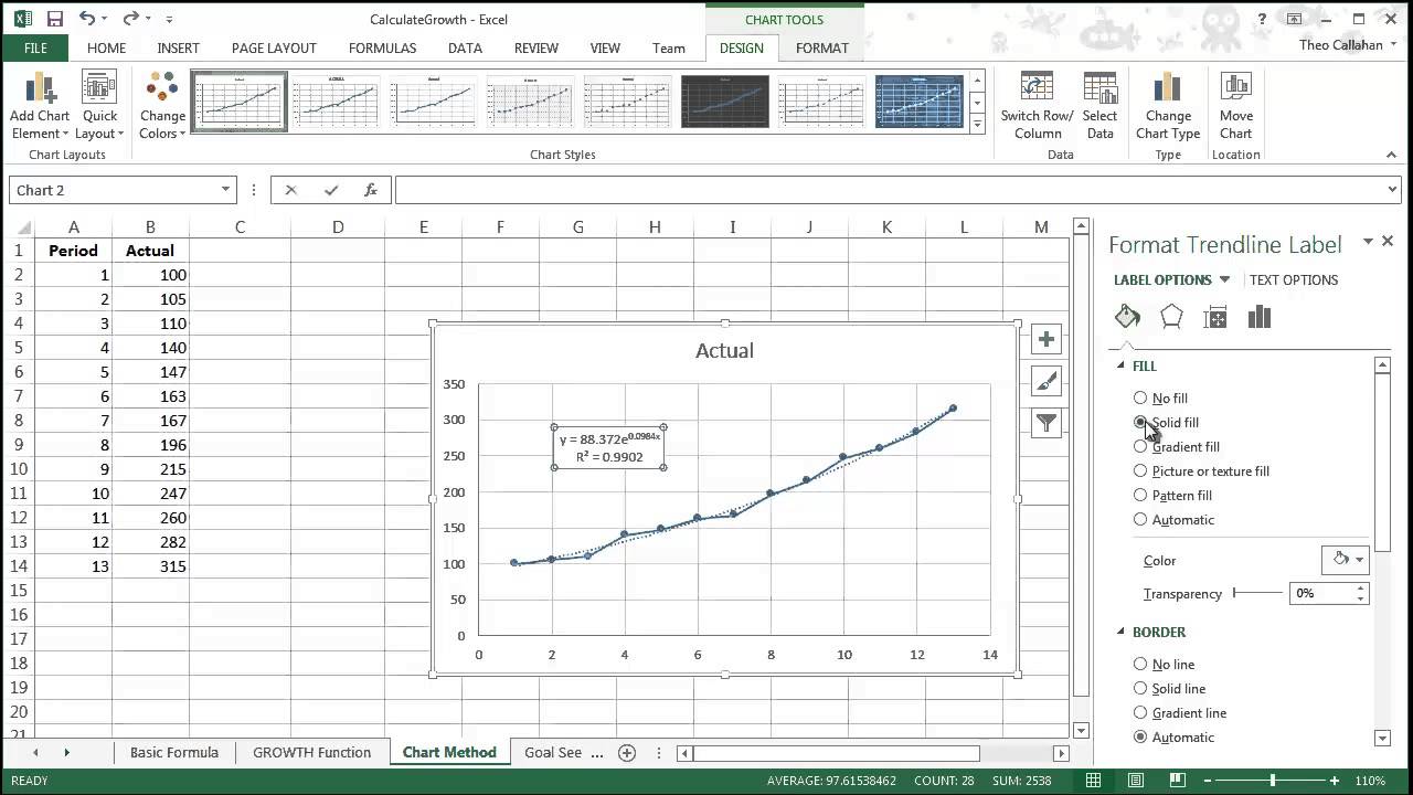 Calculating Growth In Excel Chart Method YouTube