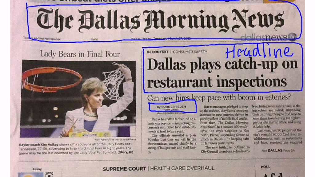 Parts Of A Newspaper