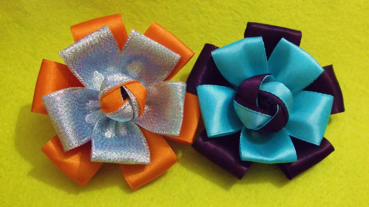 D I Y Quick Easy Satin Ribbon Flower Tutorial YouTube