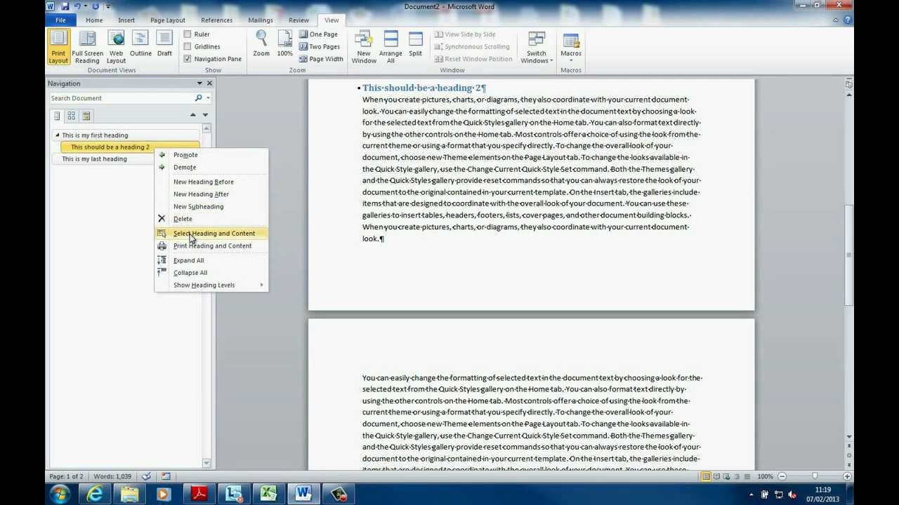 Tricks And Tips Microsoft Word Headings Navigation Pane YouTube