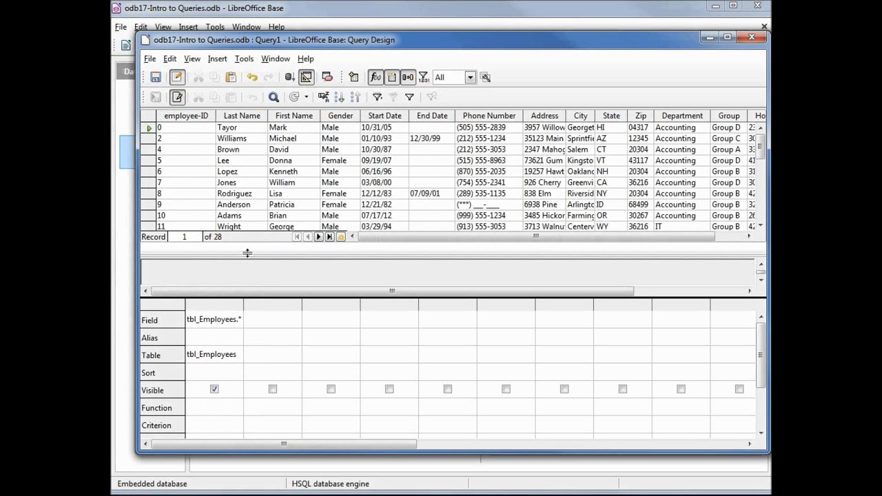 LibreOffice Base 17 Intro To Queries YouTube