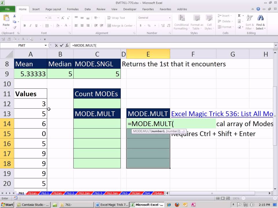 Excel Magic Trick 761 Formula Displaying Multiple Modes Counting 