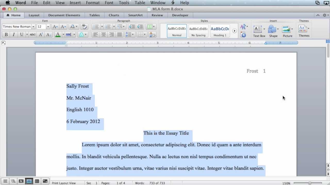 MLA Formatting Microsoft Word 2011 Mac OS X YouTube