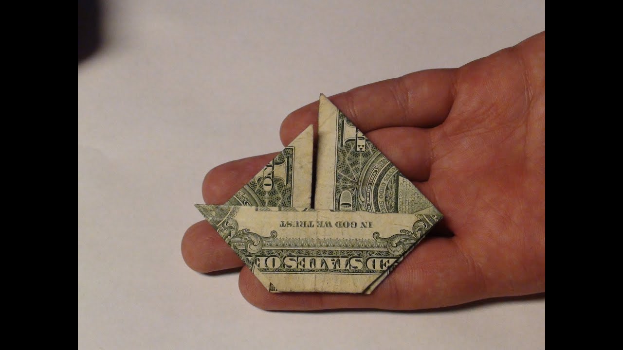 Fold Money Sailboat Origami 1 One Dollar Bill Tutorial Full 