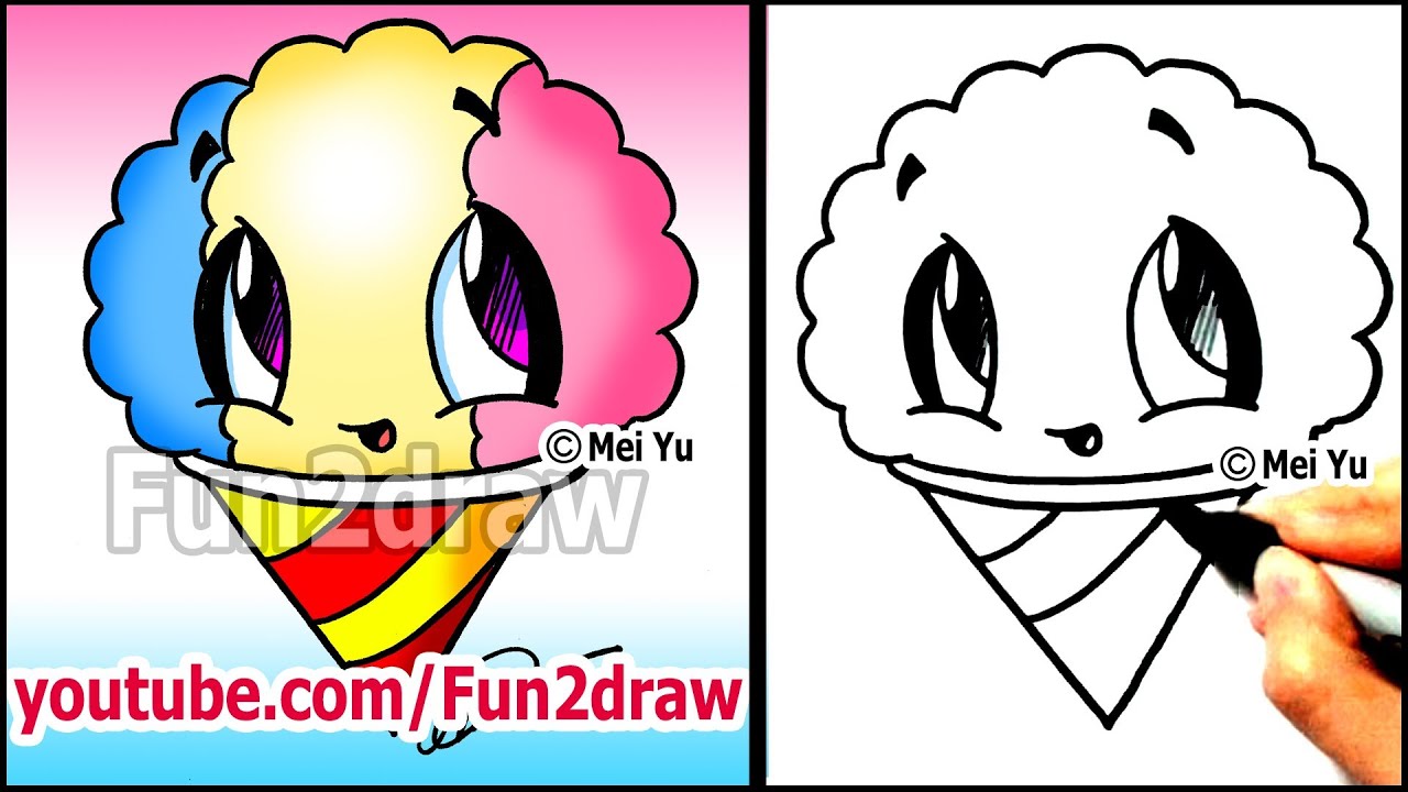 Summer Snacks How To Draw A Snow Cone YouTube
