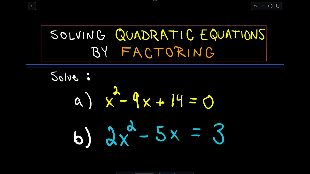 Solving Quadratic Equations By Factoring Basic Examples YouTube