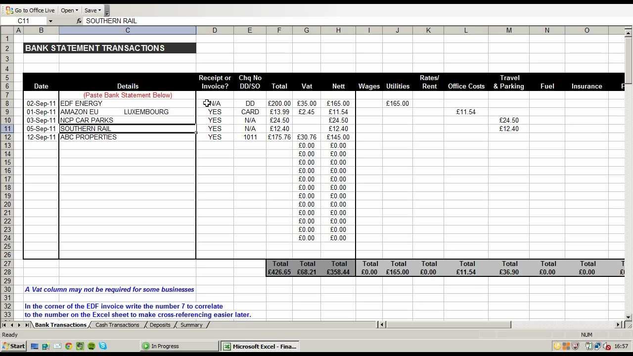 Using An Excel Spreadsheet To Record And Break Down Business Expenses YouTube
