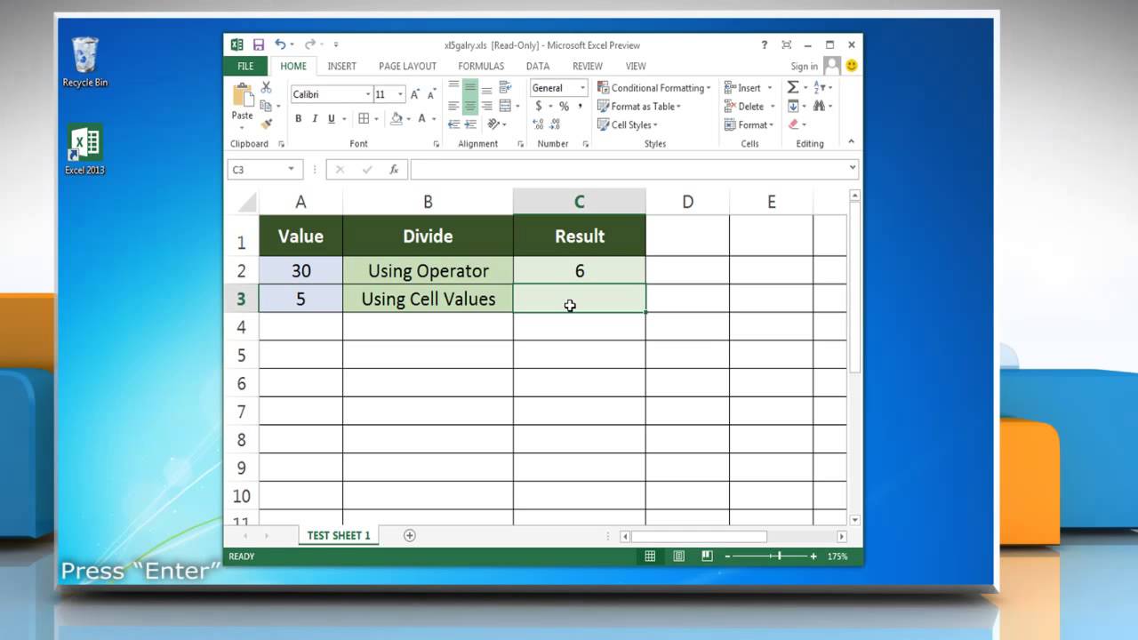 How To Divide In Excel 2013 YouTube