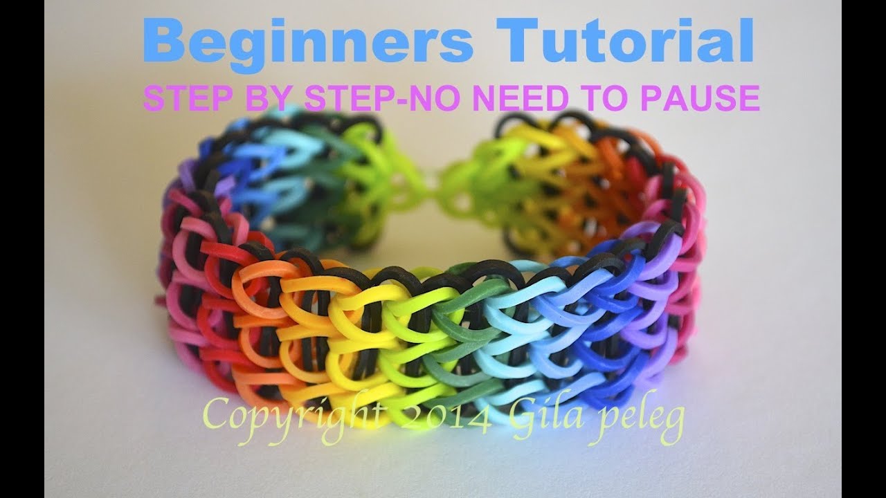 Rainbow Loom Multicolor Triple Single Bracelet For Beginners STEP BY