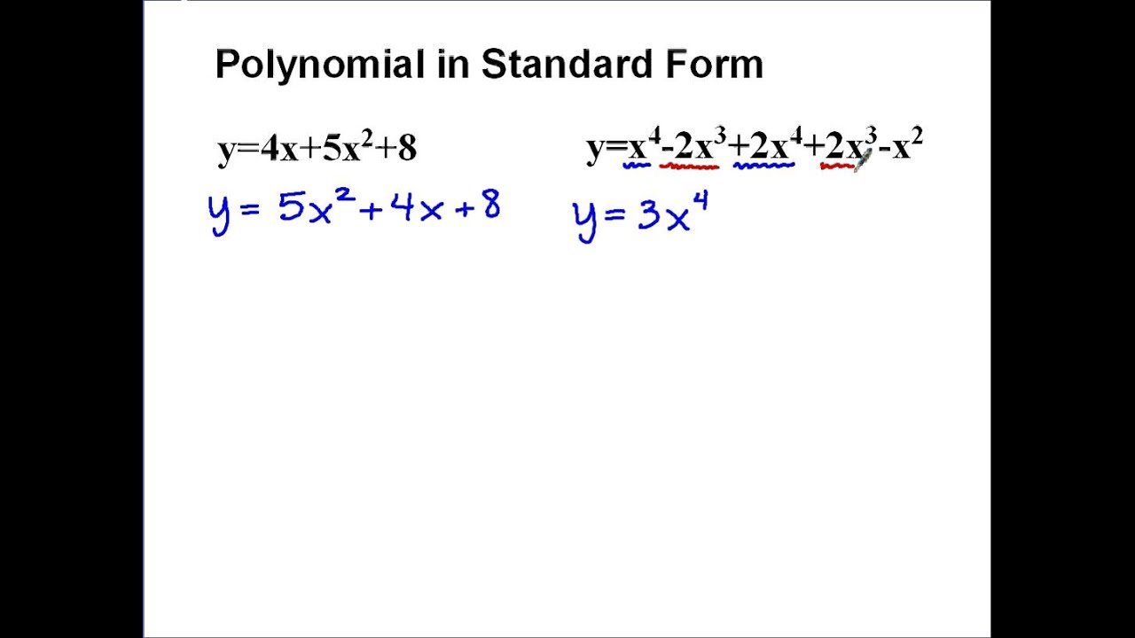 Polynomials In Standard Form YouTube