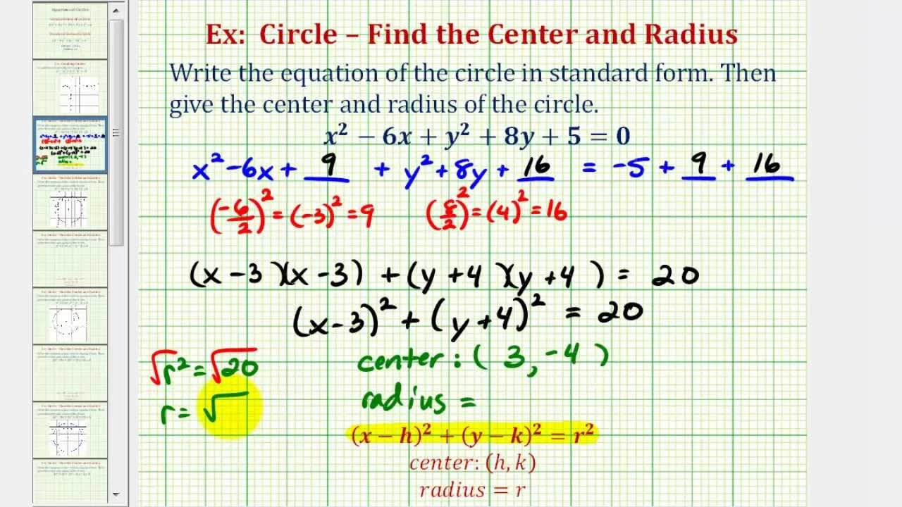 Ex 1 Write General Equation Of A Circle In Standard Form YouTube