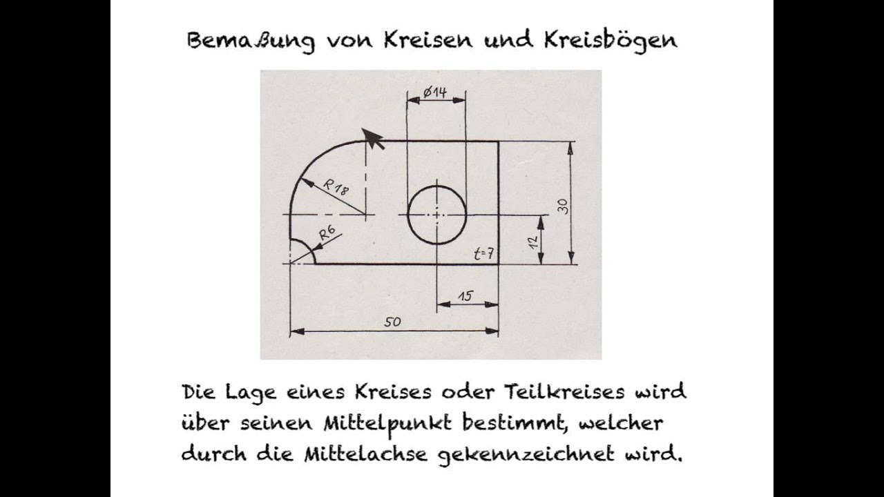 Bemaßung von Kreisen und Kreisbögen - YouTube