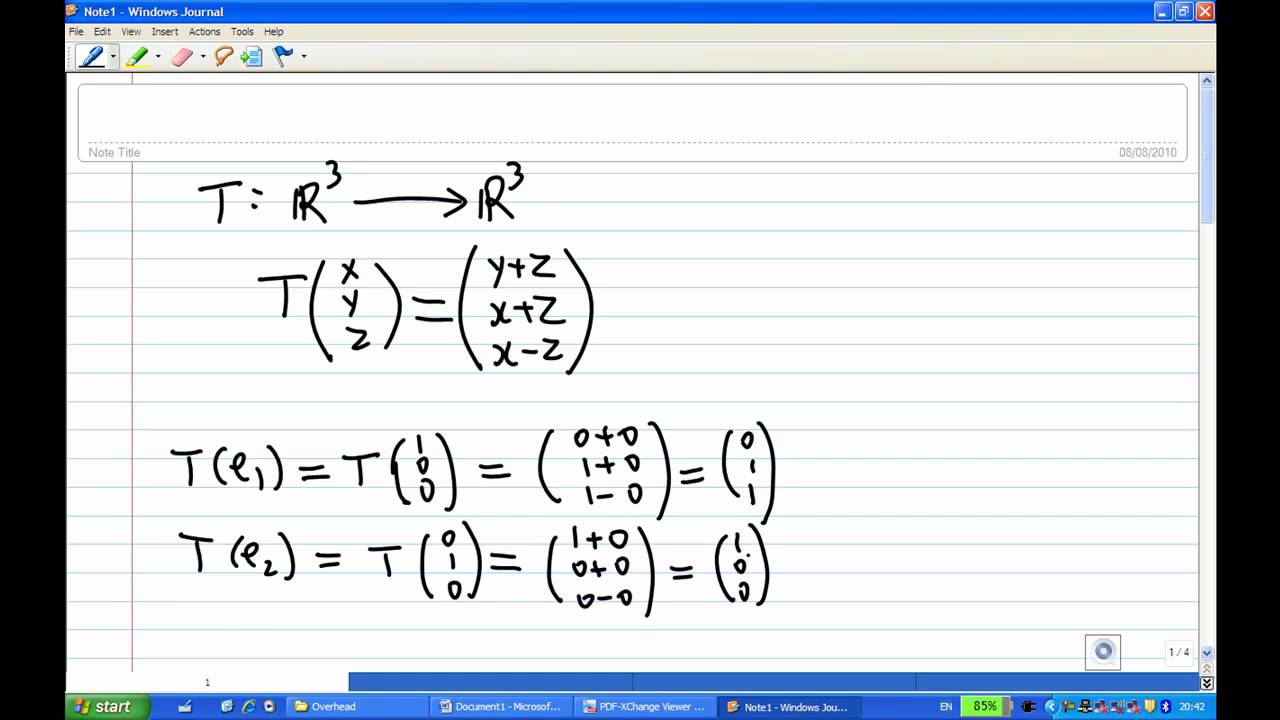 Matrix Of A Linear Transformation Example 1 mp4 YouTube