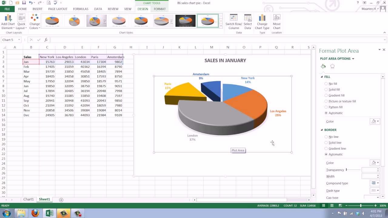How To Create A Pie Chart In Excel 2013 YouTube