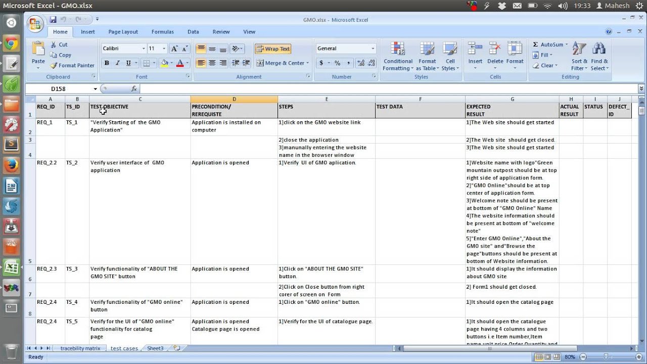 Sample Test Case Template Document Excel YouTube