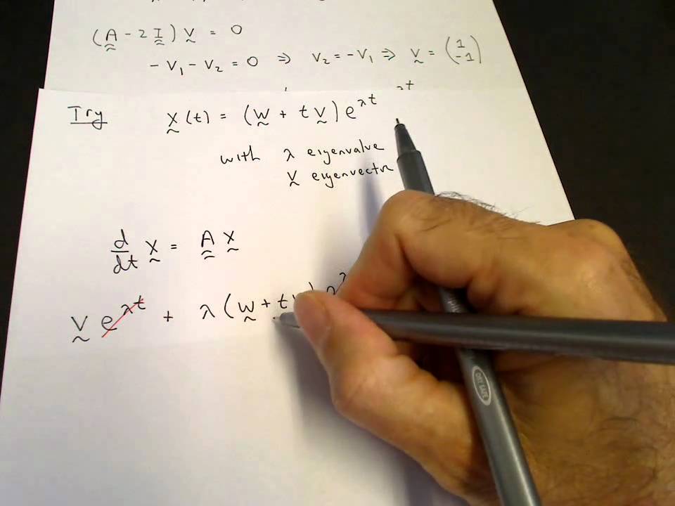 System Of First Order Linear Odes Repeated Roots Youtube 2692