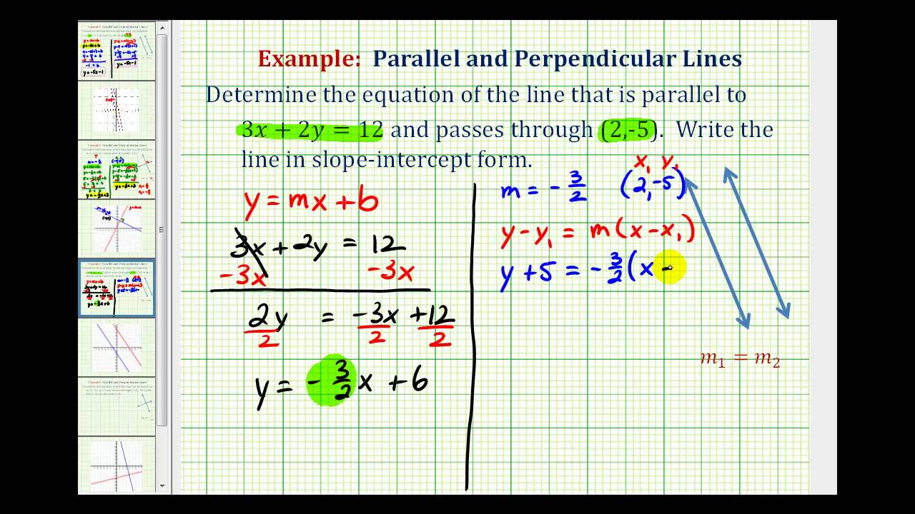 Ex 2 Find The Equation Of A Line Parallel To A Given Line Passing
