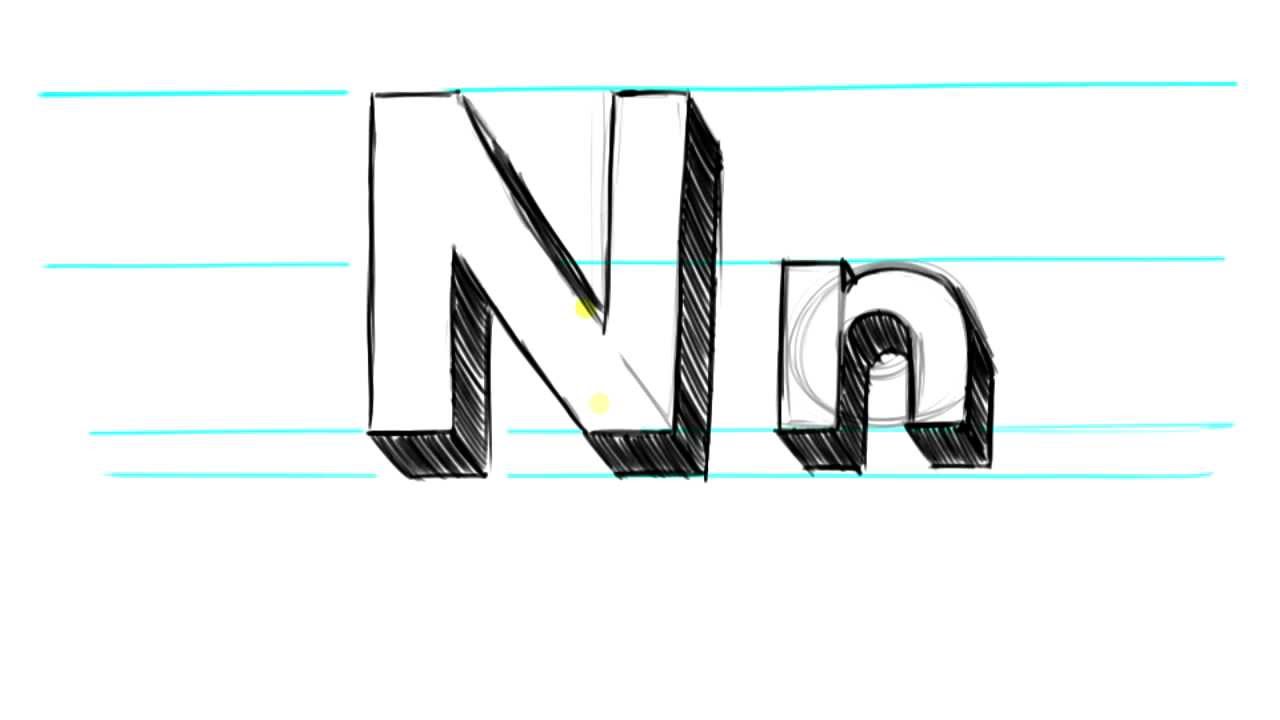 How To Draw 3D Letters N Uppercase N And Lowercase N In 90 Seconds