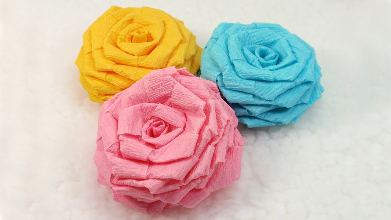 DIY Paper Flowers Tutorial DIY Crepe Paper Roses YouTube