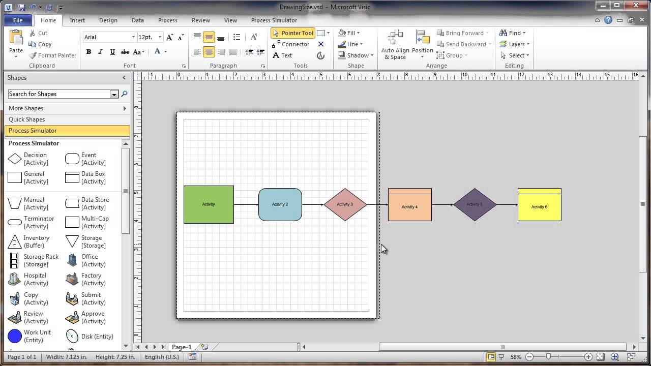 How To Change The Size Of A Visio Drawing Page Background Grid 
