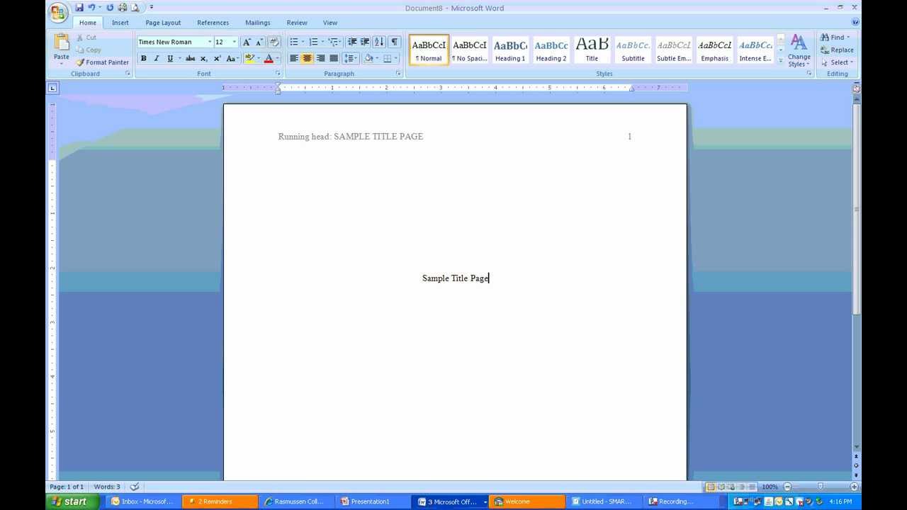 how-to-create-apa-headers-and-title-page-using-ms-word-2007-youtube