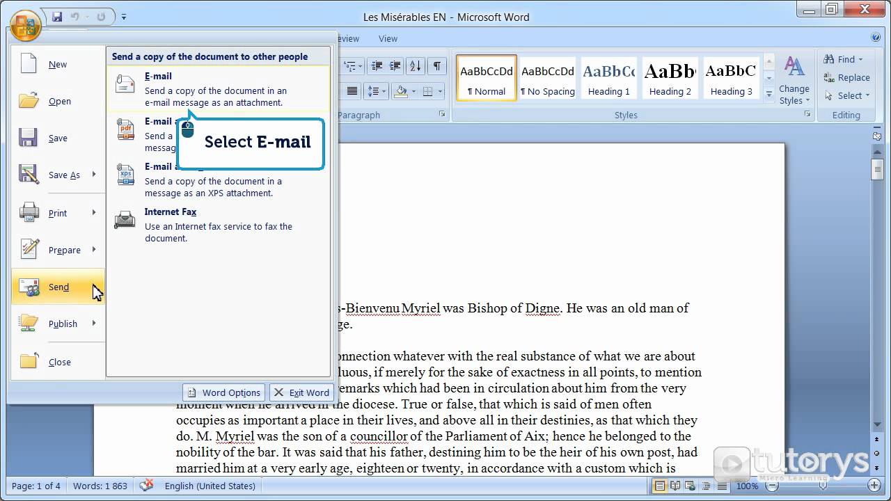 How To Send A Document Via Email With Word 2007 YouTube