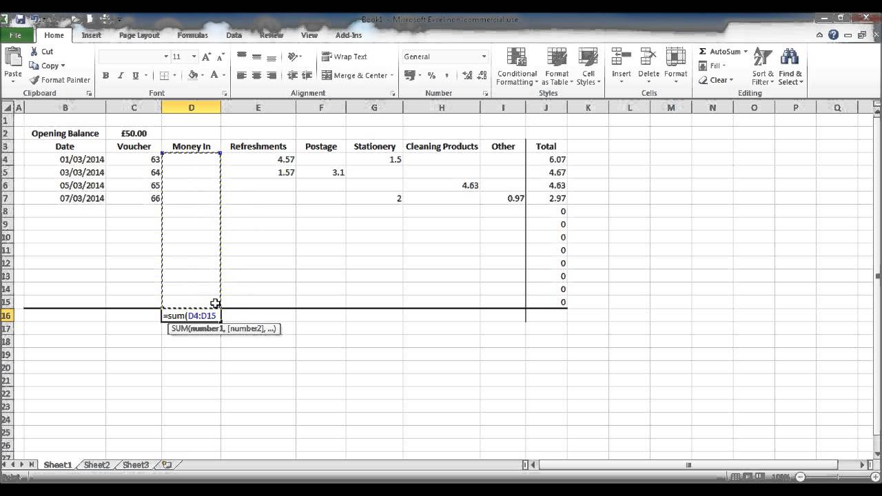 How To Create A Petty Cash Spread Sheet Using Excel Part 3 YouTube