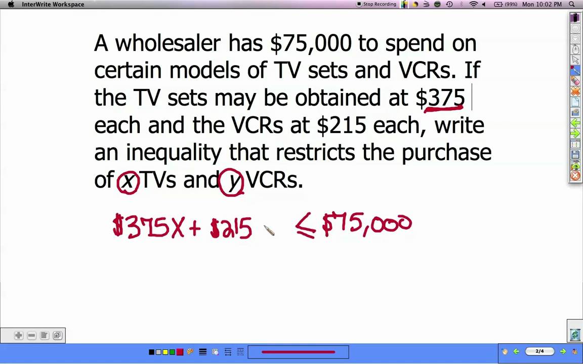 Linear Inequalities Word Problems YouTube