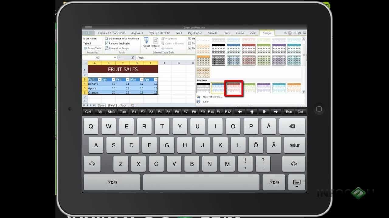 TUTORIAL FOR EXCEL ON IPAD