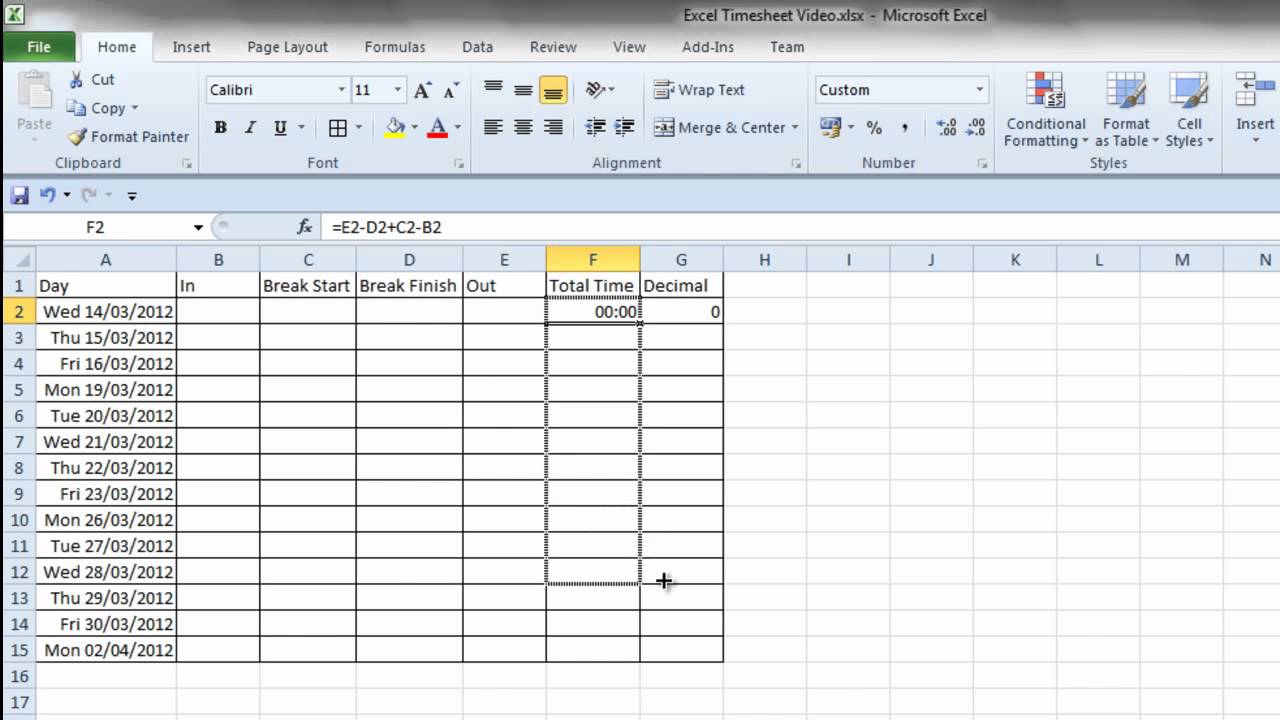 Simple Excel Timesheet YouTube