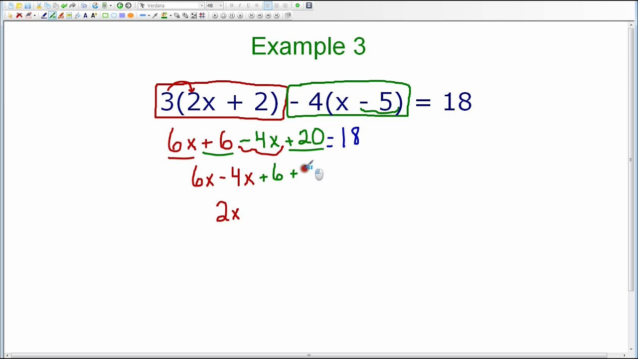 Distributive Property Equations Example 3 YouTube