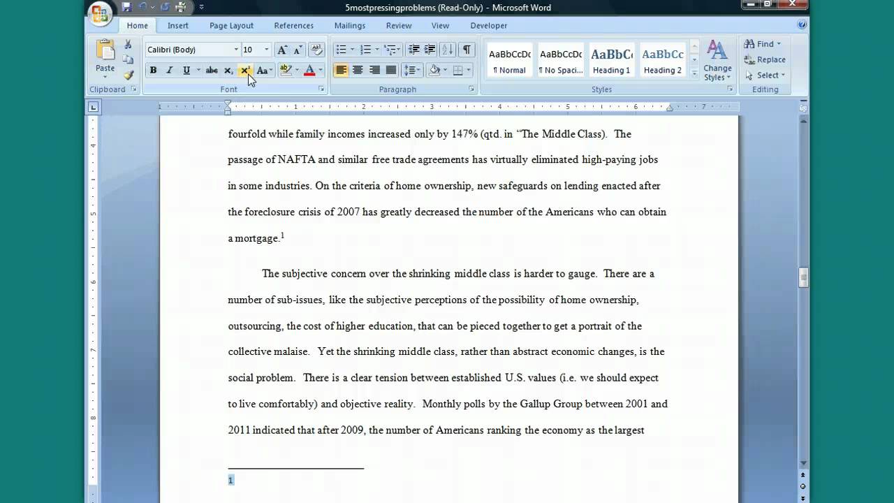 Inserting A Footnote In Word Turabian Footnote Bib Style YouTube